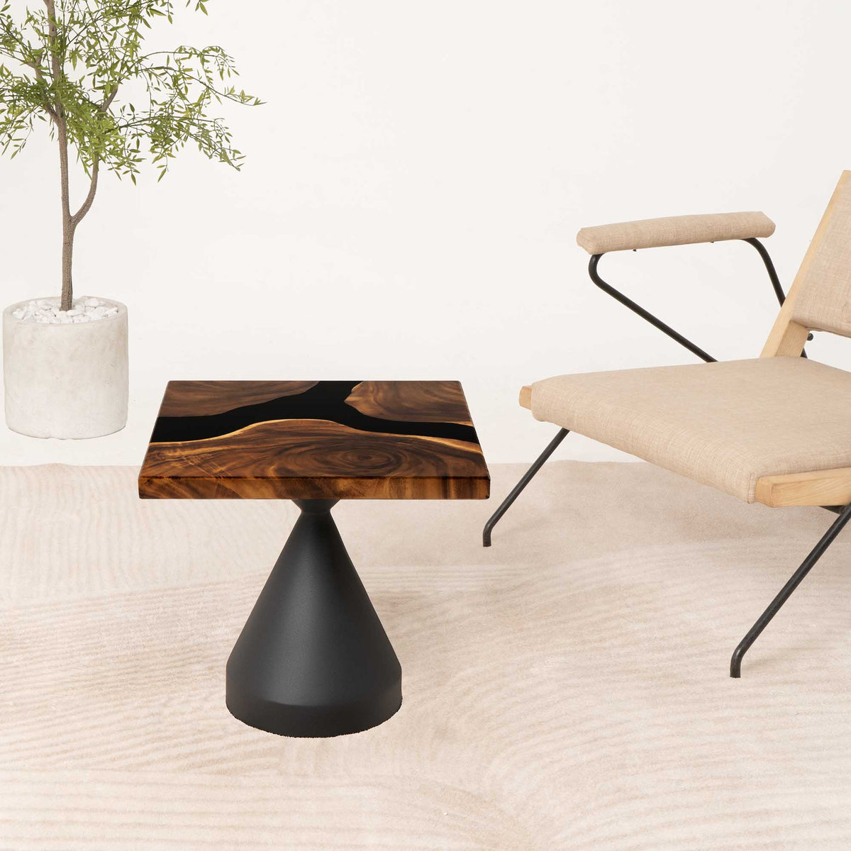 Square DIY Epoxy River End Table 19" x 19" - Lumber Grand