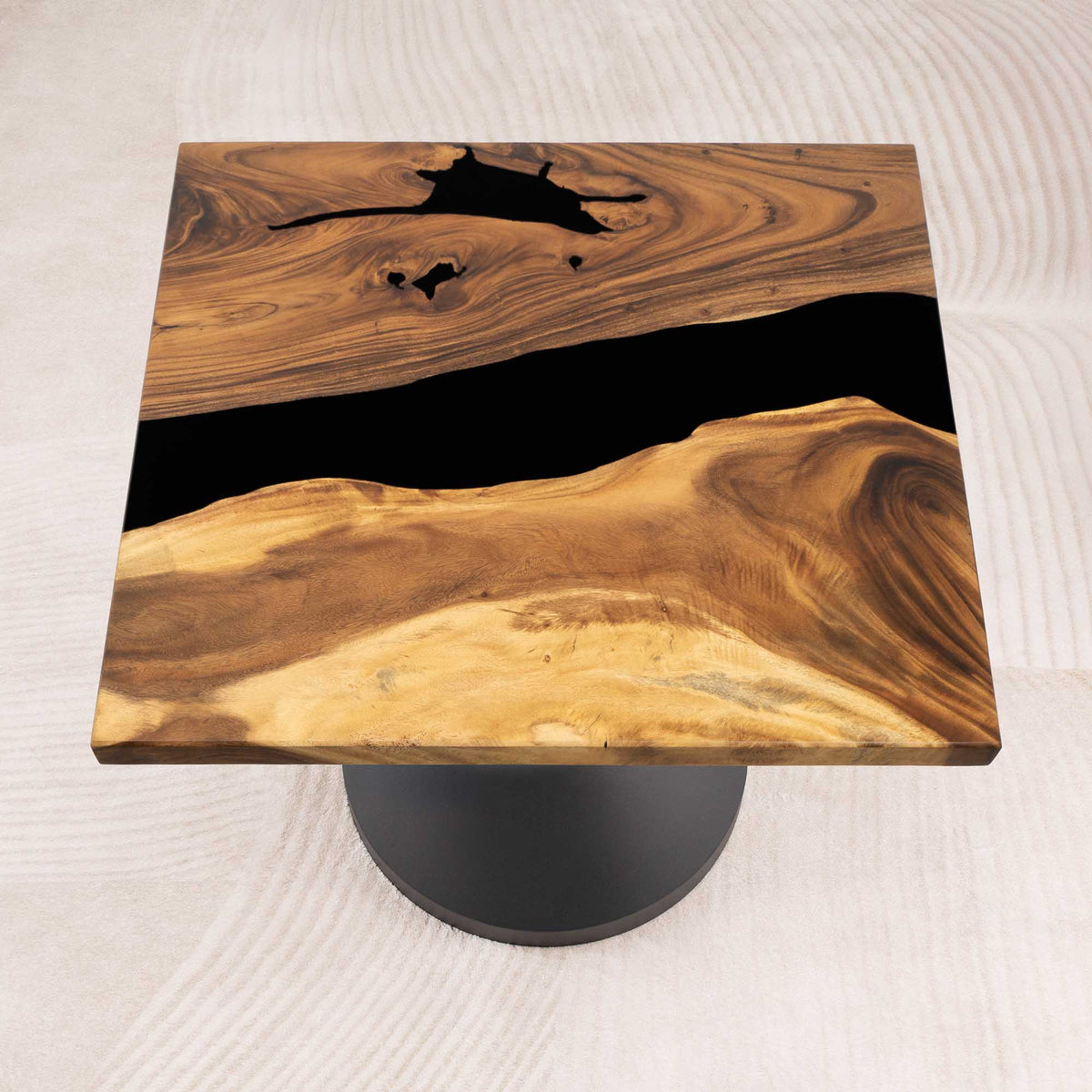 Square Epoxy Resin Wood Dining Table Top 41" x 41" - Lumber Grand