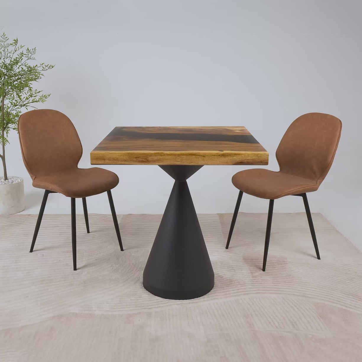 Square Epoxy River Table Top 29" x 29" - Lumber Grand