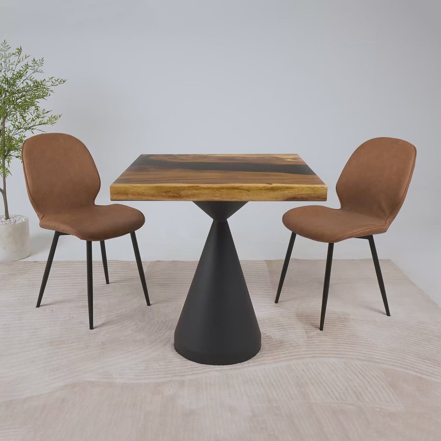 Square Epoxy River Table Top 29" x 29" - Lumber Grand