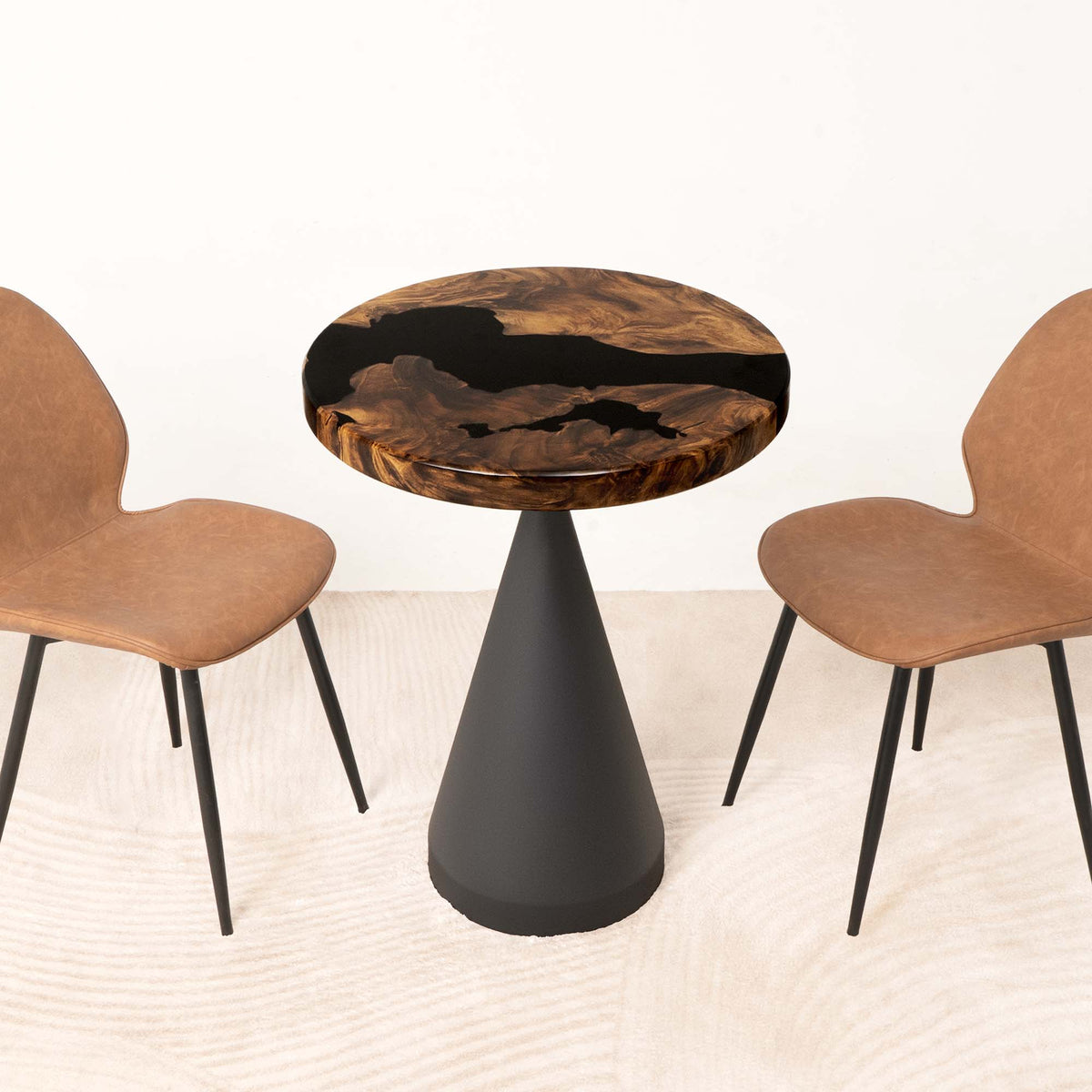 Round Wooden Epoxy Dining Table 23" Diameter - Lumber Grand