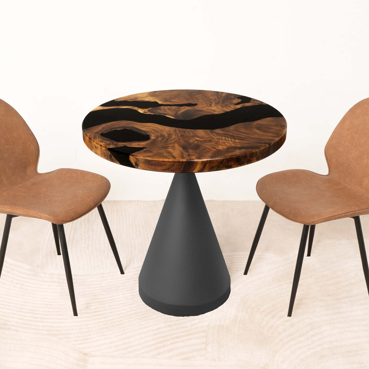 Round Wooden Epoxy Dining Table 29" Diameter - Lumber Grand