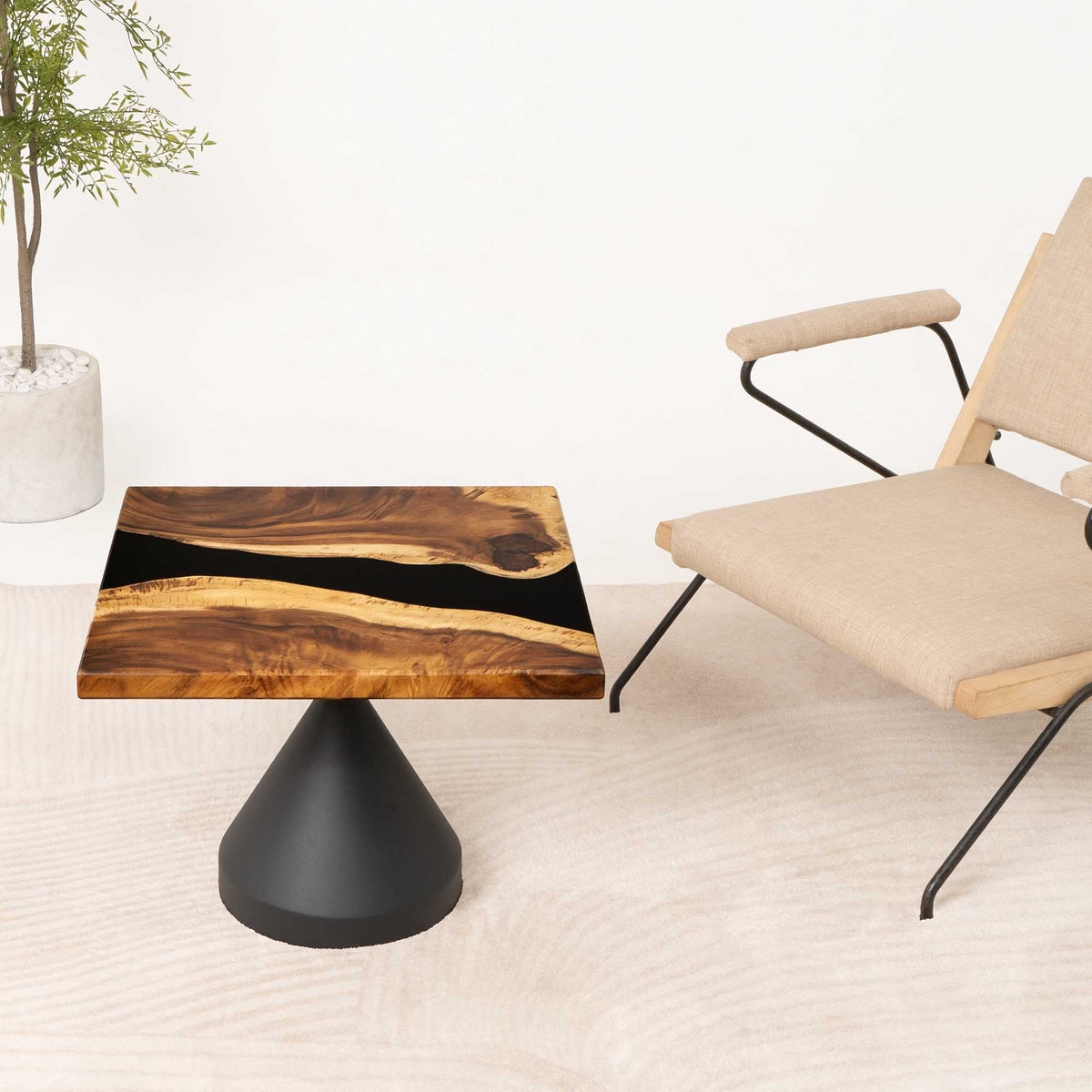 Square Epoxy River Coffee Table 23" x 23" - Lumber Grand