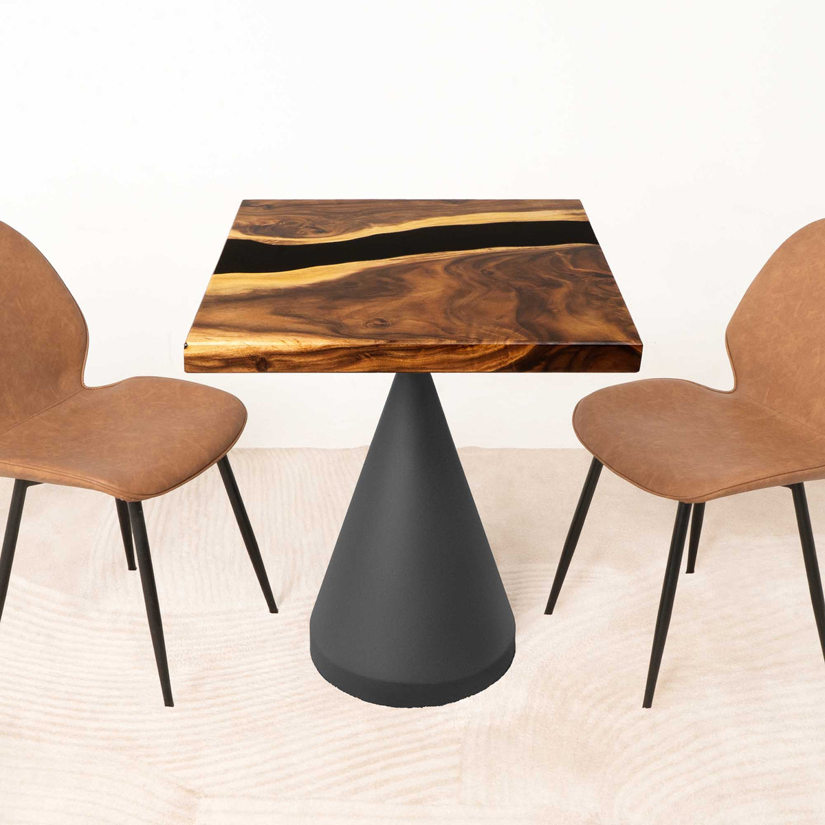 Square Black Epoxy Resin Dining Table 29" x 29" - Lumber Grand
