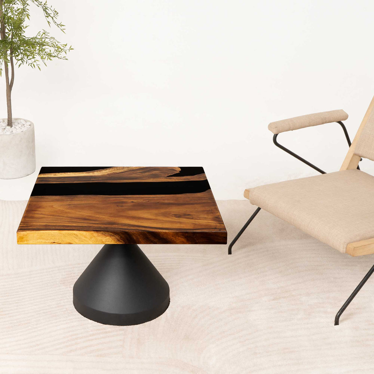 Square Wooden Epoxy Resin Coffee Table 29" x 29" - Lumber Grand