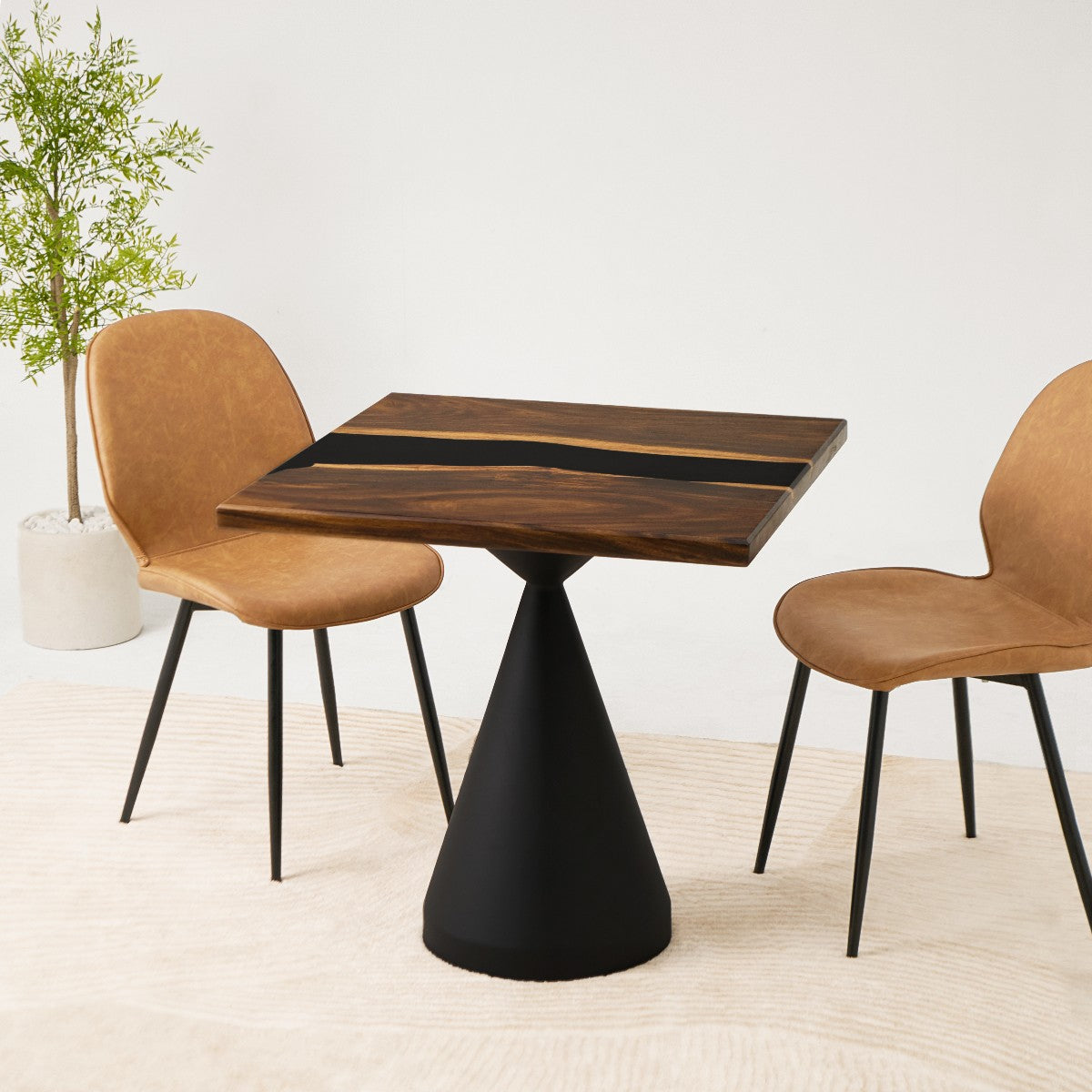 Square Epoxy Resin Dining Table 29" x 29" - Lumber Grand
