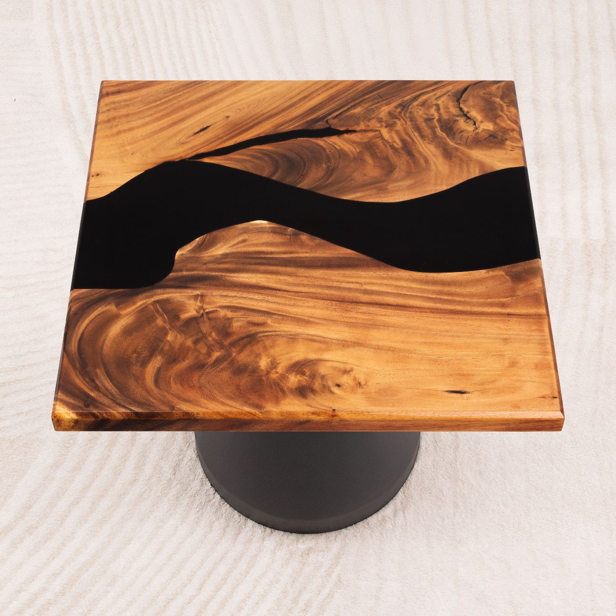 Square Black Epoxy River Table Top 23" x 23" - Lumber Grand