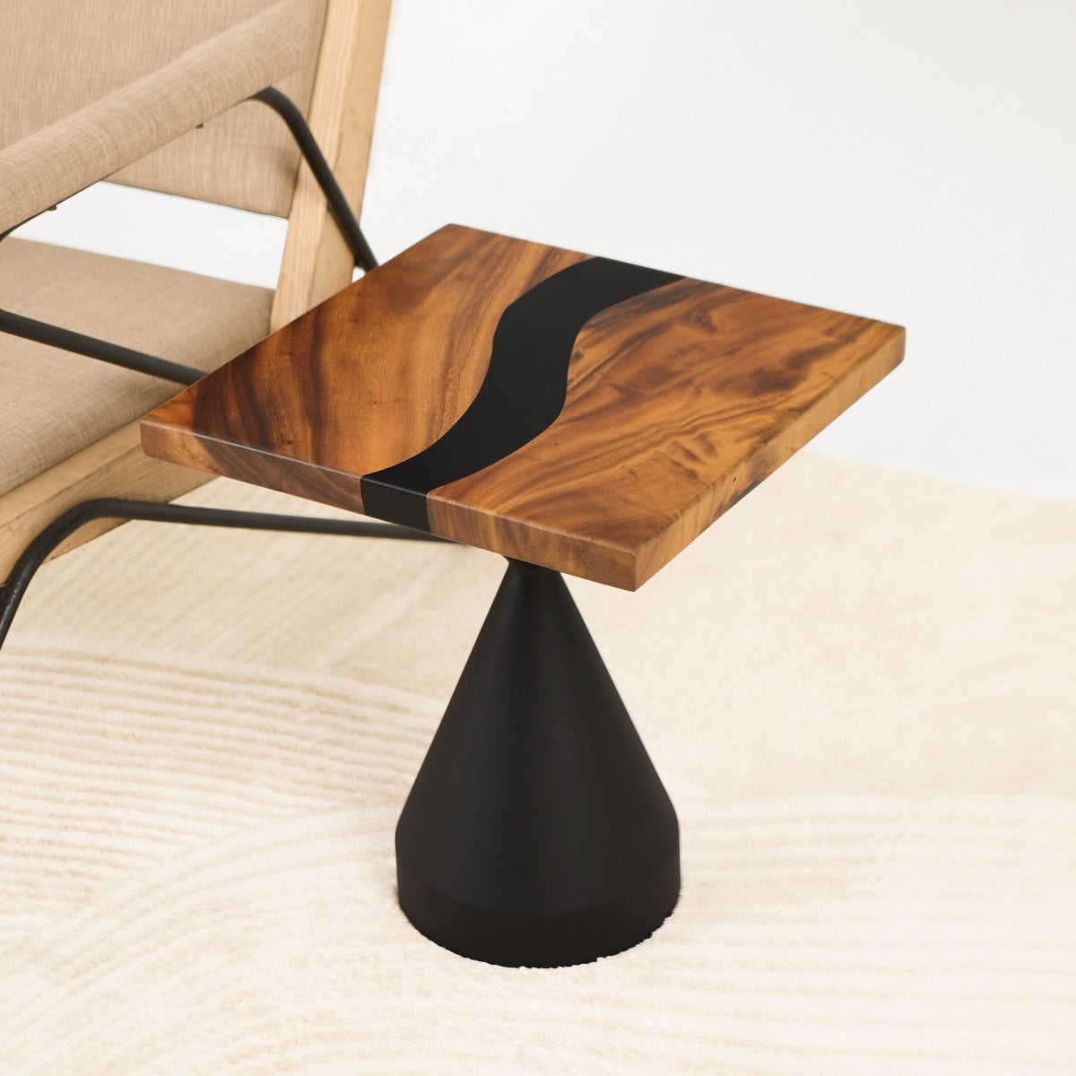 Square Handmade Epoxy Side Table 15" x 15" - Lumber Grand